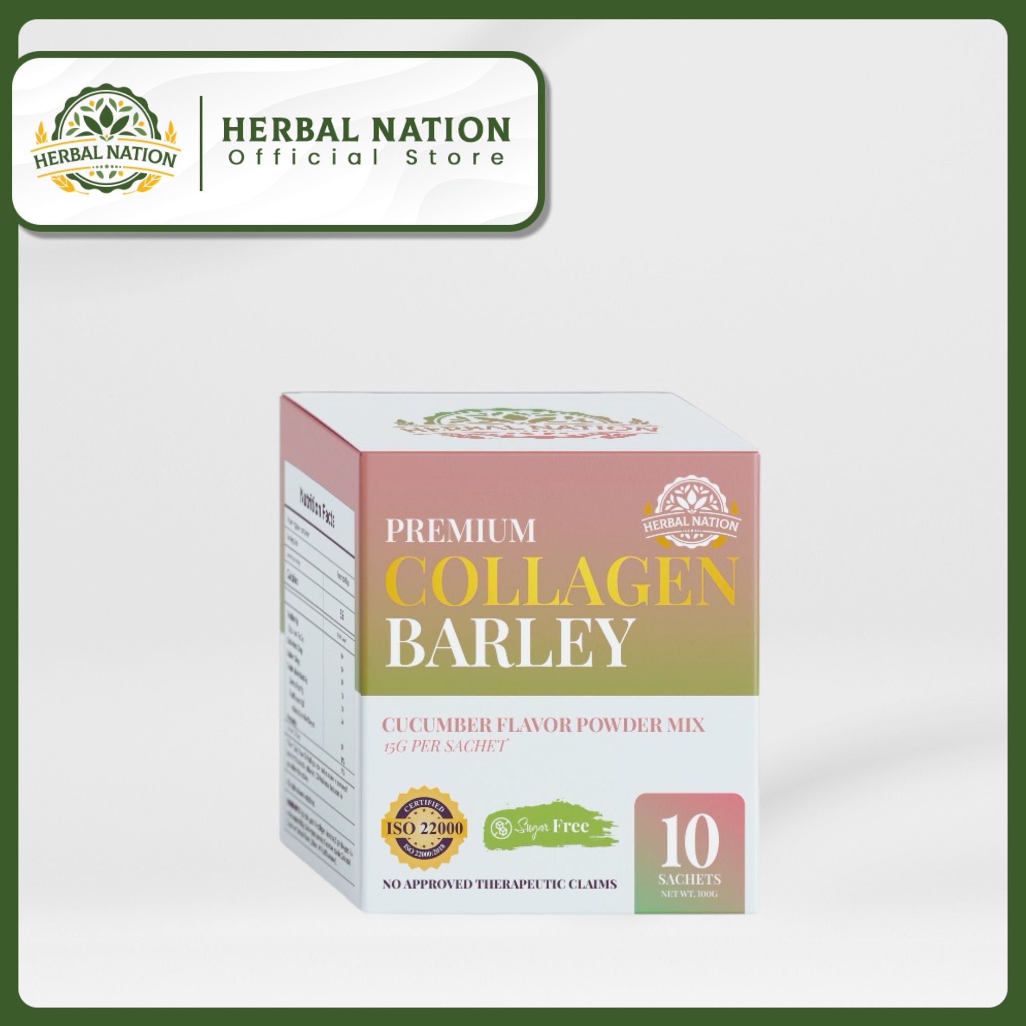 Herbal Nation Collagen + Barley (Zero-Sugar, Collagen Tripeptide) 10 S ...