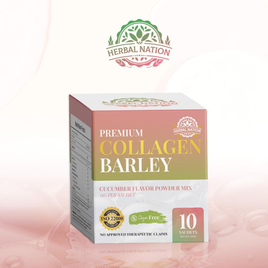 Herbal Nation Collagen + Barley (Zero-Sugar, Collagen Tripeptide) 10 S ...